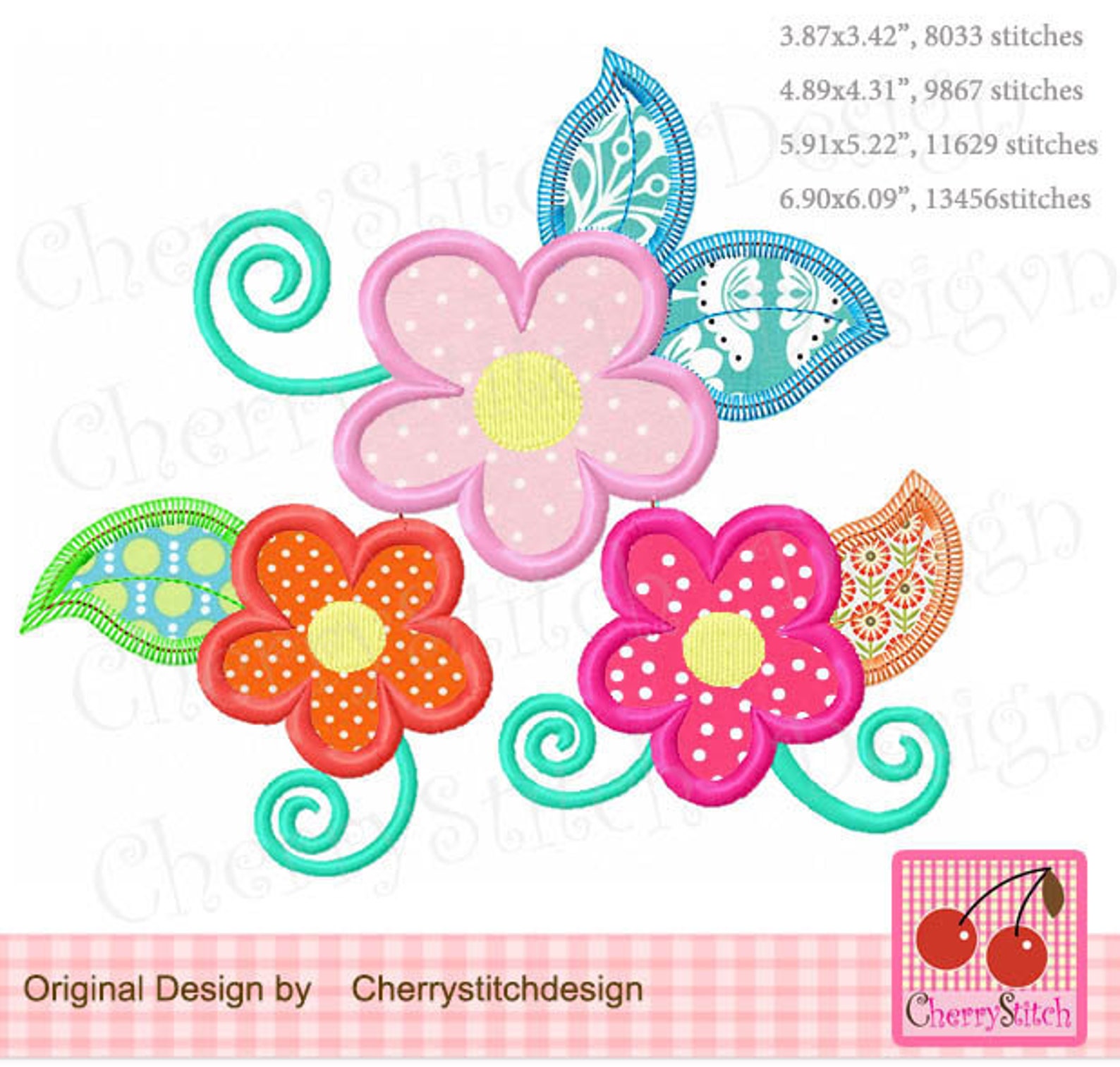 Flowers Machine Embroidery Applique - Etsy