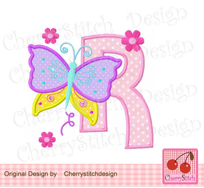 Butterfly Letter R Monogram Embroidery Applique 4x4 5x5 - Etsy