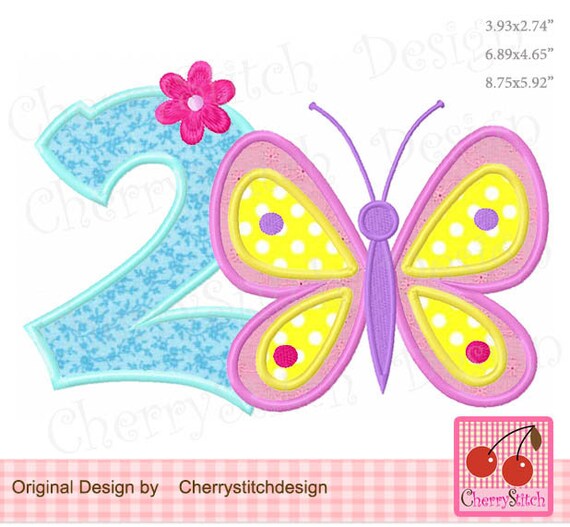 Paper & Party Supplies Butterfly number 2 Machine Embroidery Applique ...