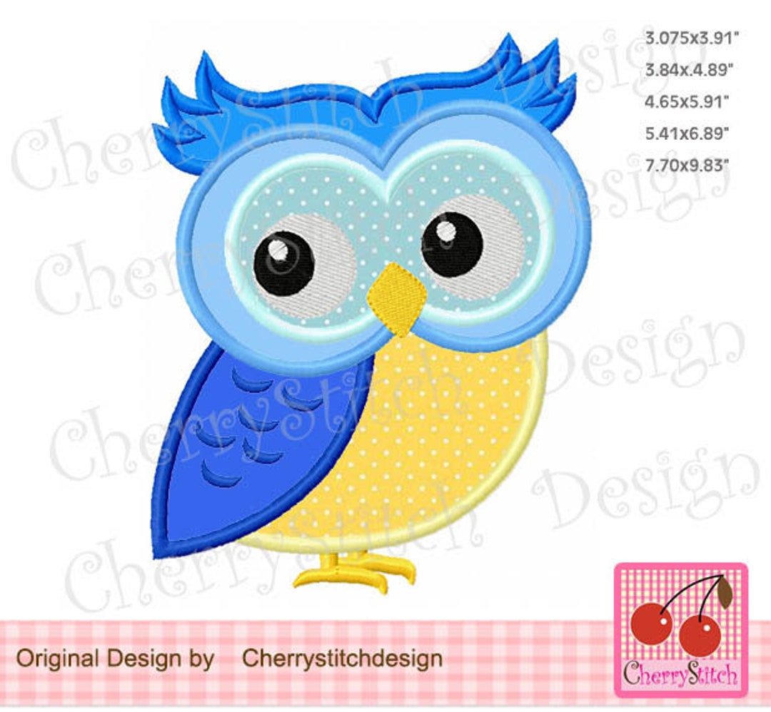 Owl Applique Machine Embroidery Design AN0162 - for 4x4, 5x7 and 6x10 ...