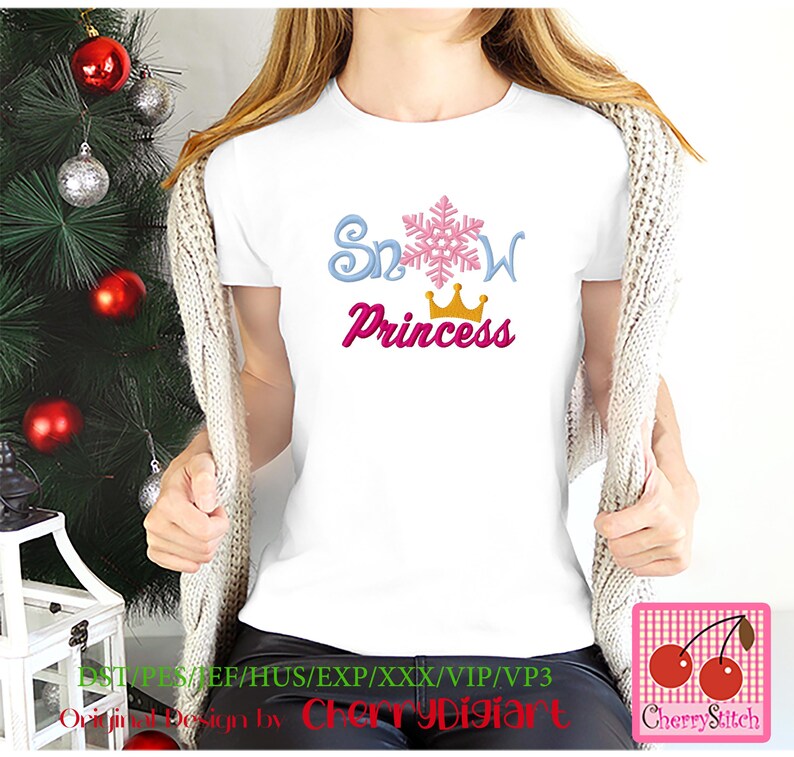 Snow Princess Machine Embroidery Design | Christmas & Winter Shirt ...