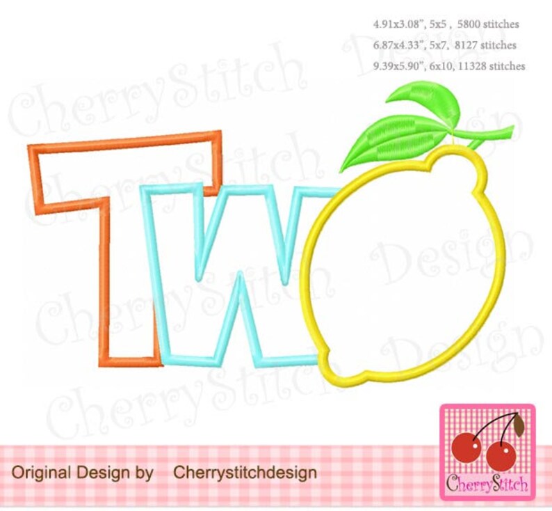 Lemon Two Birthday Two Machine Embroidery Applique Design | Etsy