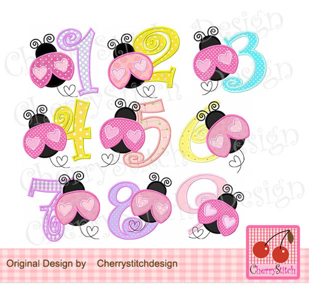 Ladybug Numbers 1-9 Machine Embroidery Applique Design - Etsy
