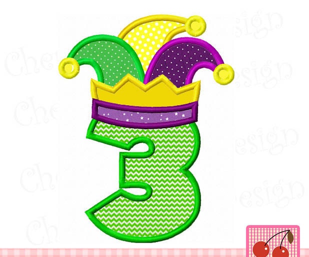 Mardi Gras Number 3 Jester Hat Number 3 Machine Embroidery - Etsy Canada