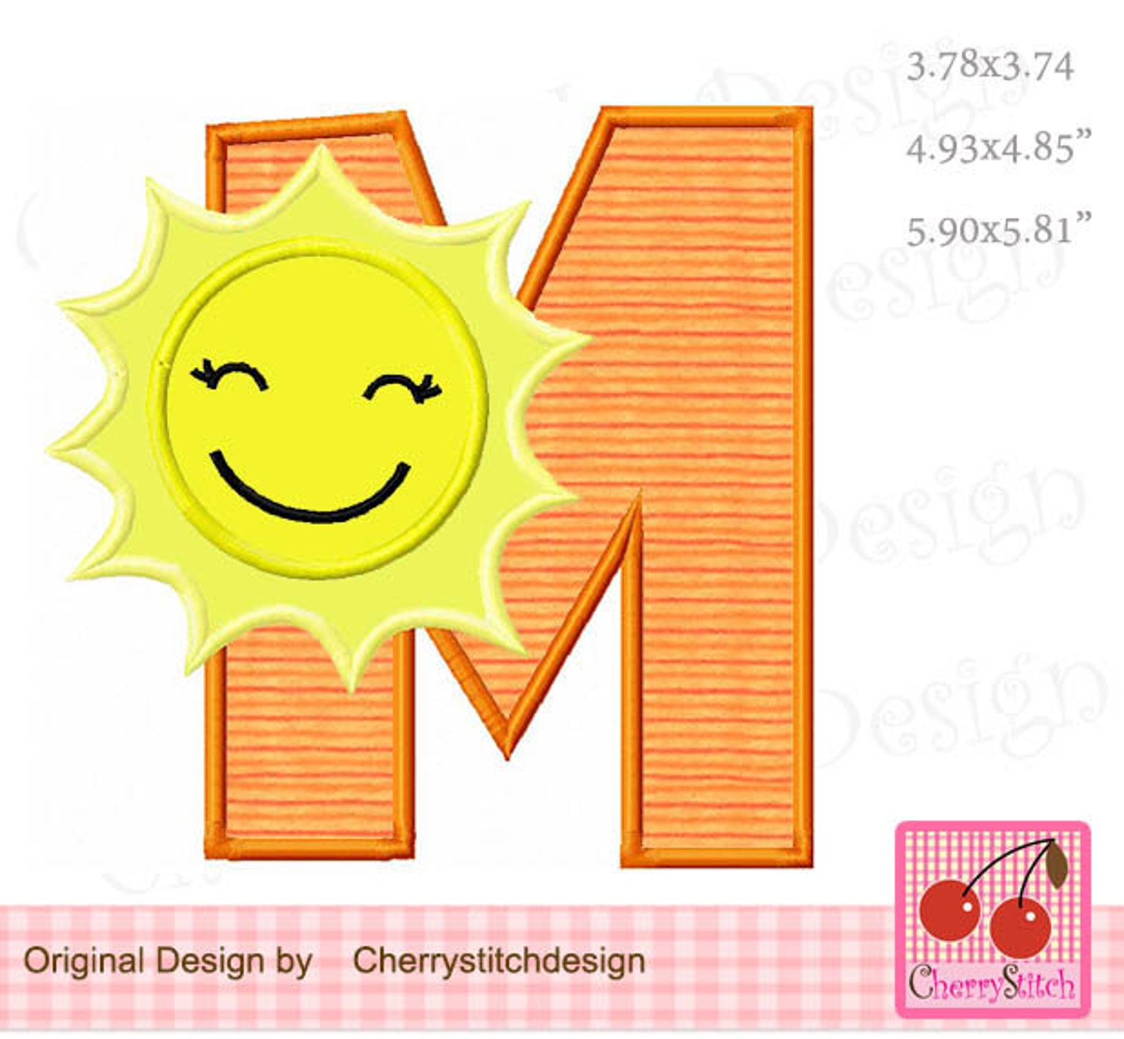 Sunshine Monogram M Letter M Machine Embroidery applique | Etsy