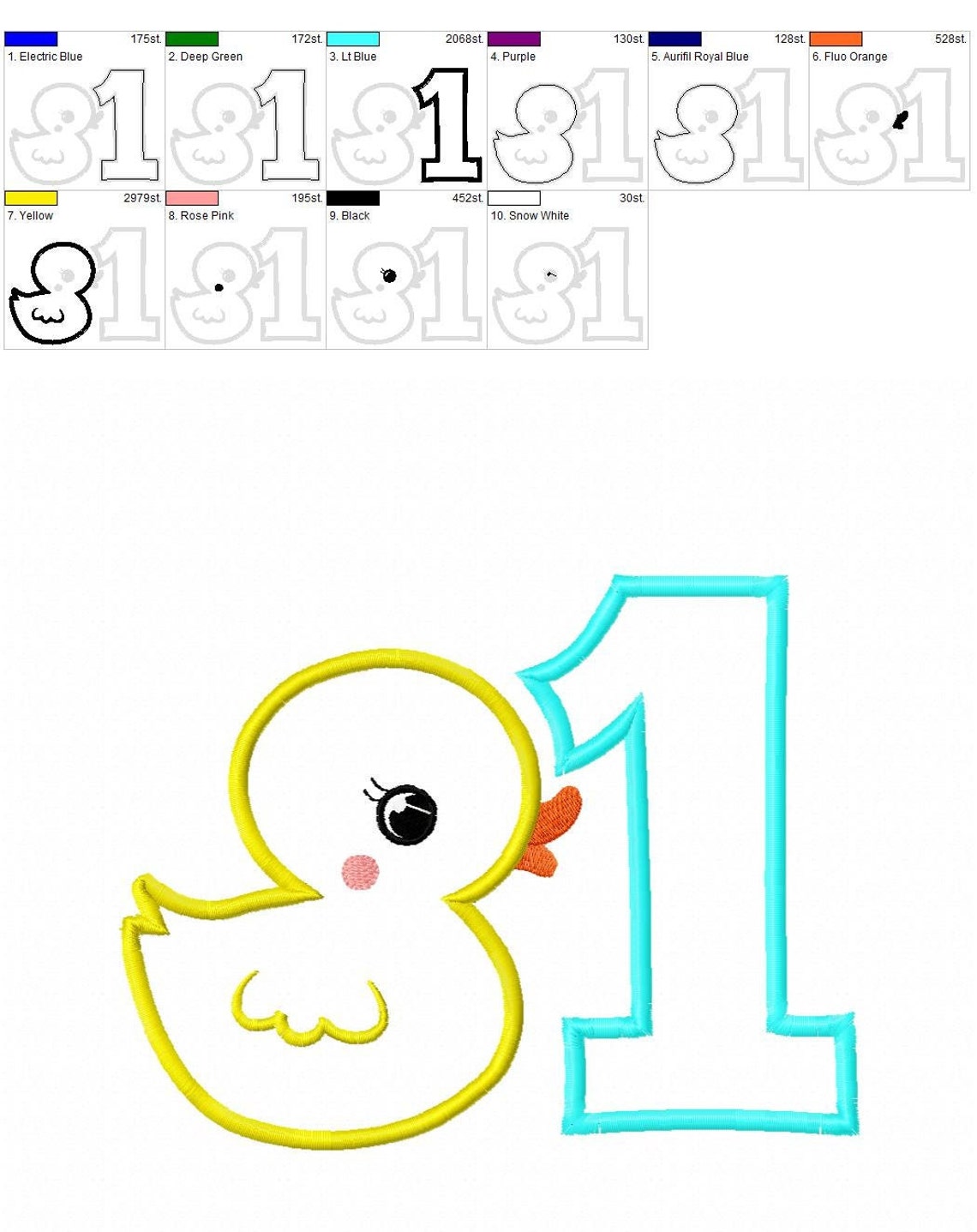 Duck Number 1 Baby 1 Month New Baby Machine Embroidery - Etsy