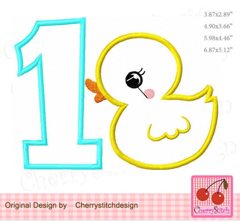Duck Number 1 Baby 1 Month New Baby Machine Embroidery | Etsy