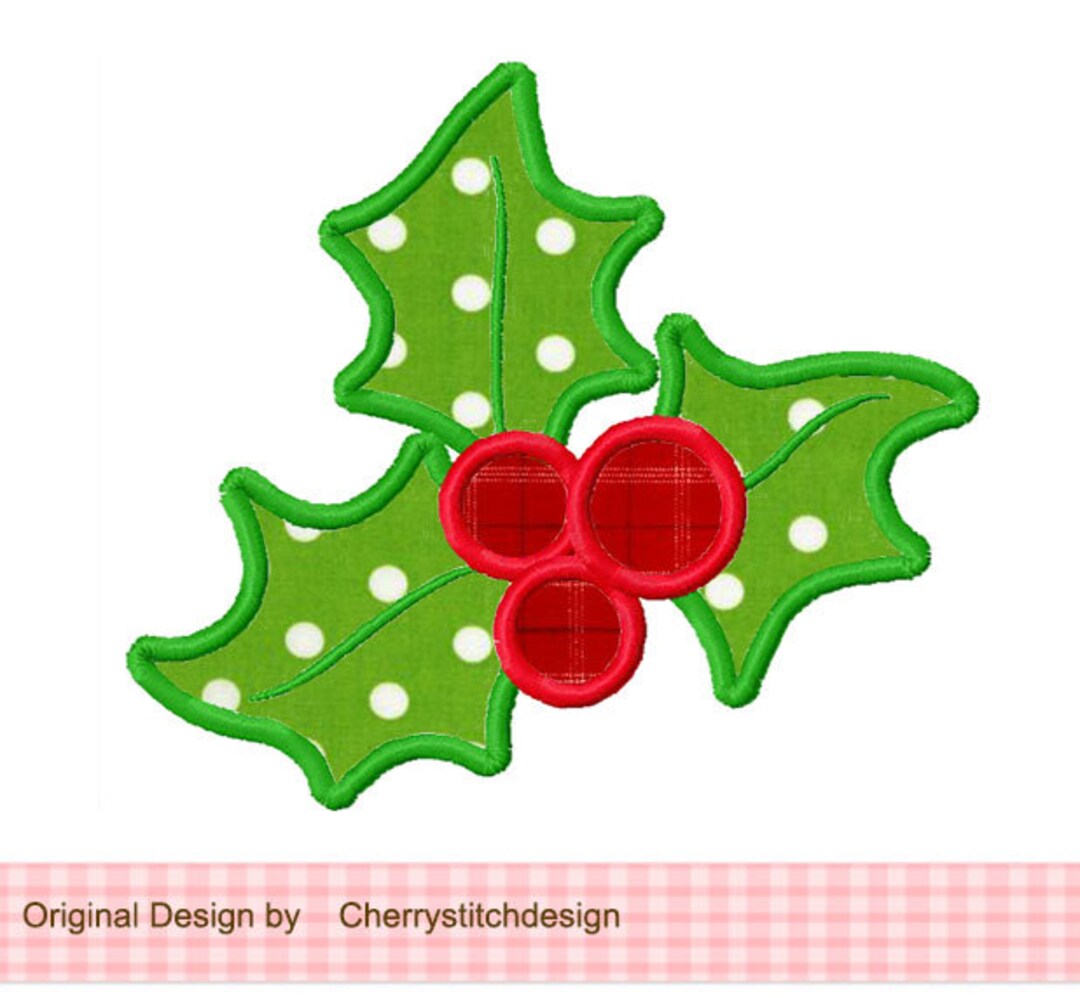 Christmas Holly Machine Embroidery Applique Design - Etsy