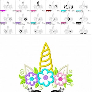 Unicorn Flowers Unicorn Machine Embroidery Design - Etsy