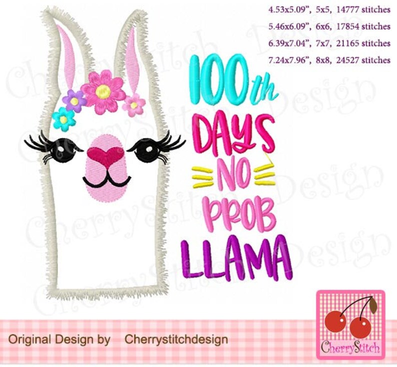 100 Days No Prob Llama Back to School Llama Machine | Etsy