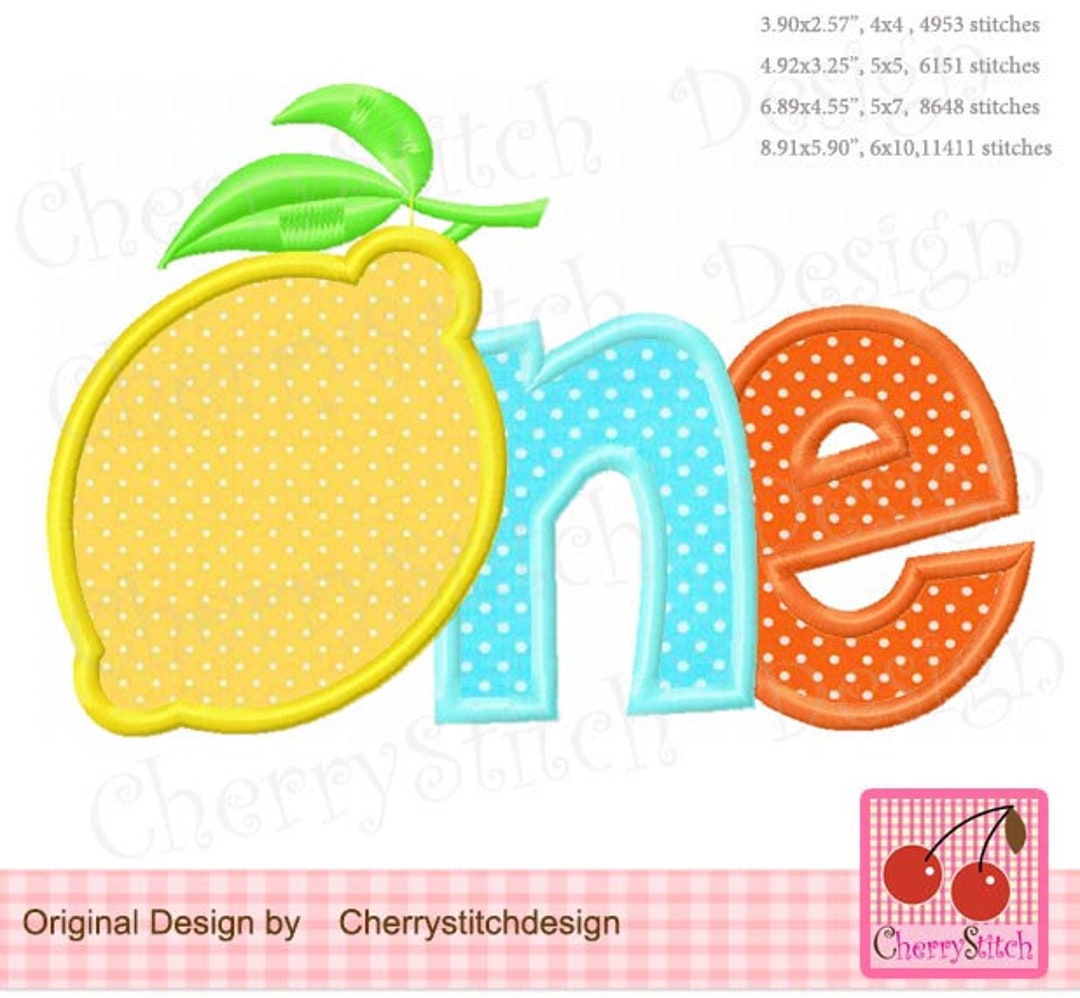 Lemon One Applique Machine Embroidery for 1st Birthday Shirt - Etsy