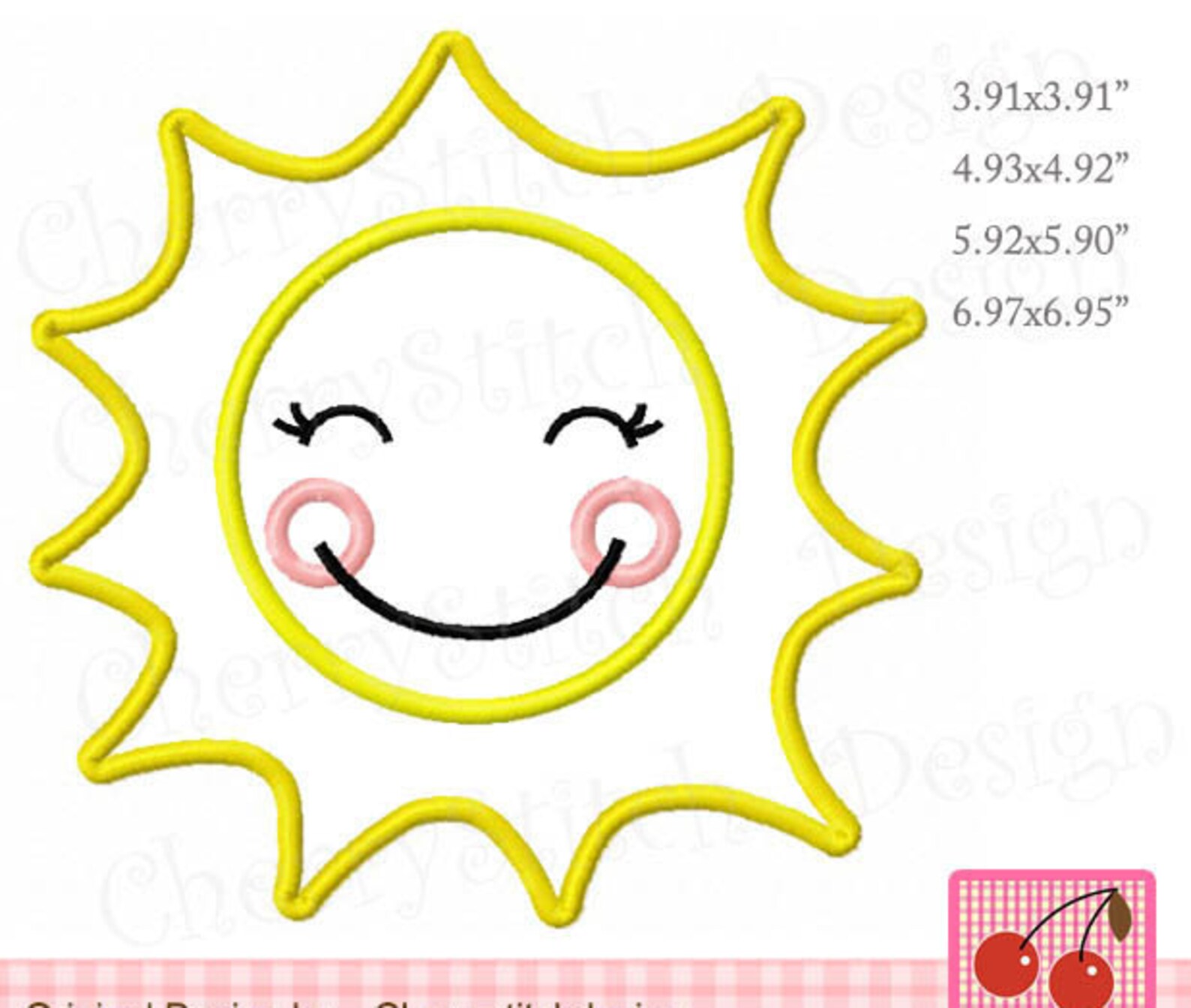 Sunshine embroidery design Sun applique Summer Machine | Etsy