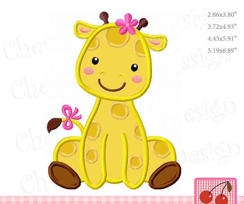 Giraffe Baby Girl Giraffe Machine Embroidery Applique Design | Etsy