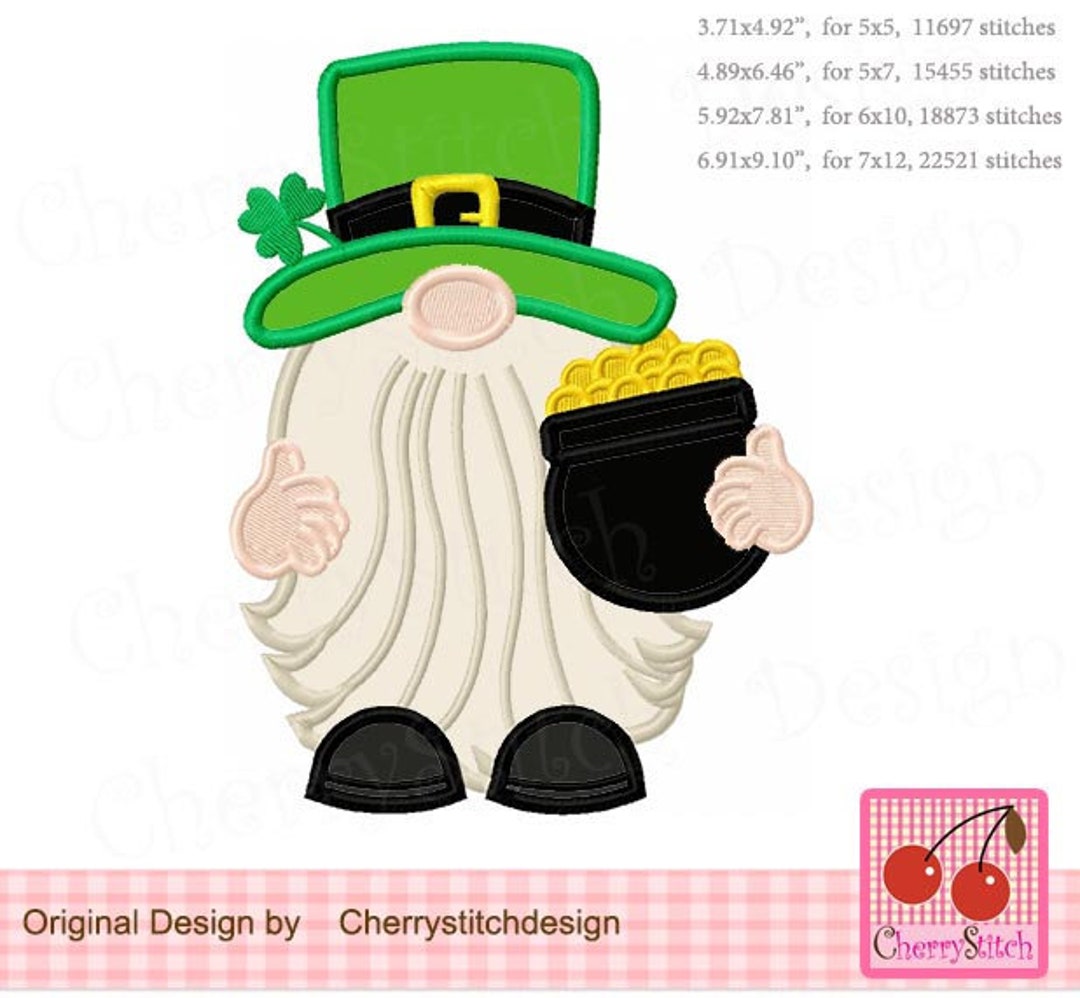 St. Patricks Day Gnome, Pot of Gold Gnome, Leprechaun Machine ...