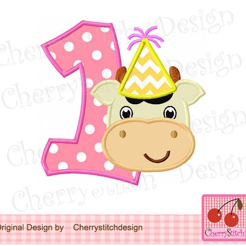 Cow Number 2 Birthday Machine Embroidery Applique Design - Etsy