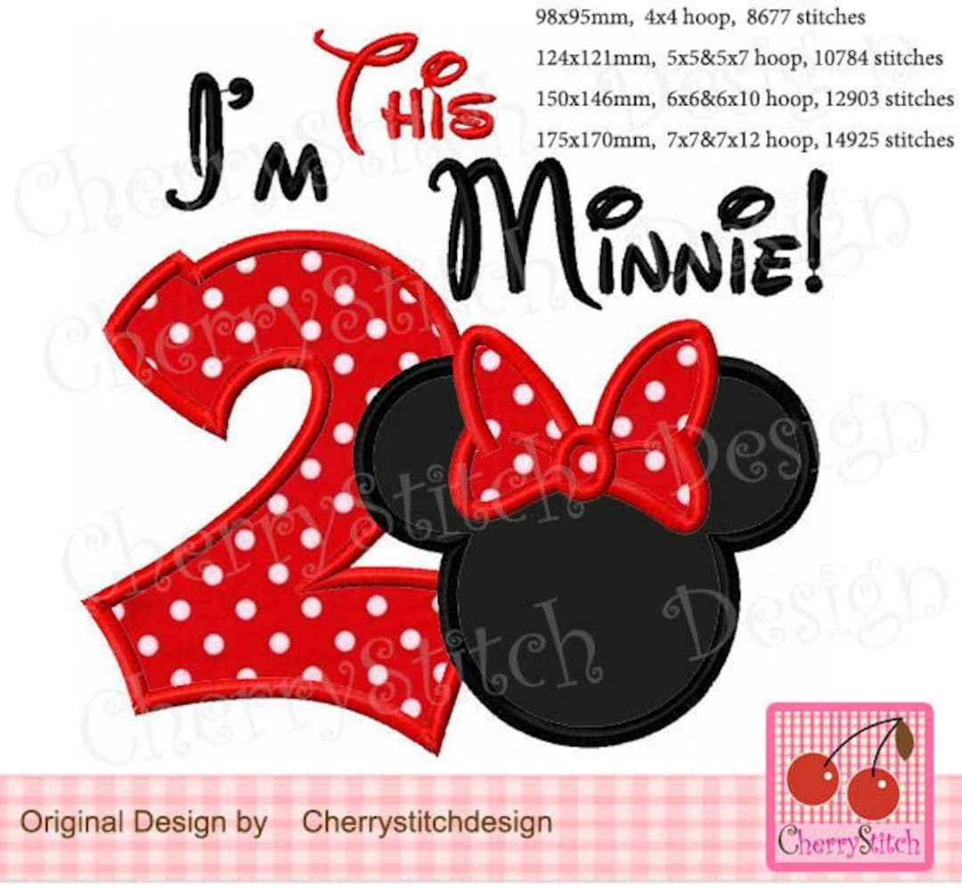 Minnie Mouse Birthday Embroidery Applique Design (digital Download) - Etsy