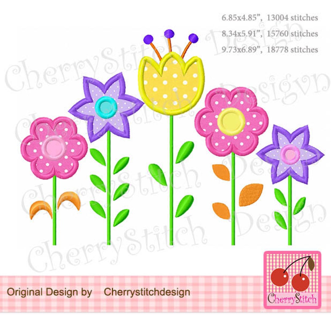 Flowers Applique Machine Embroidery Design - Etsy
