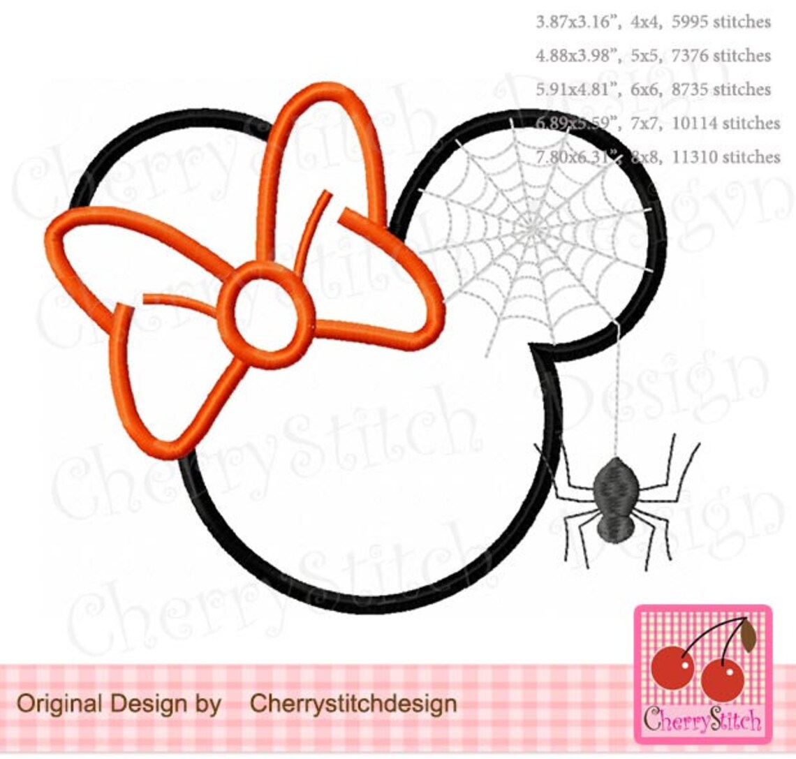 Halloween Minnie Spider Web Minnie Machine Embroidery Applique - Etsy