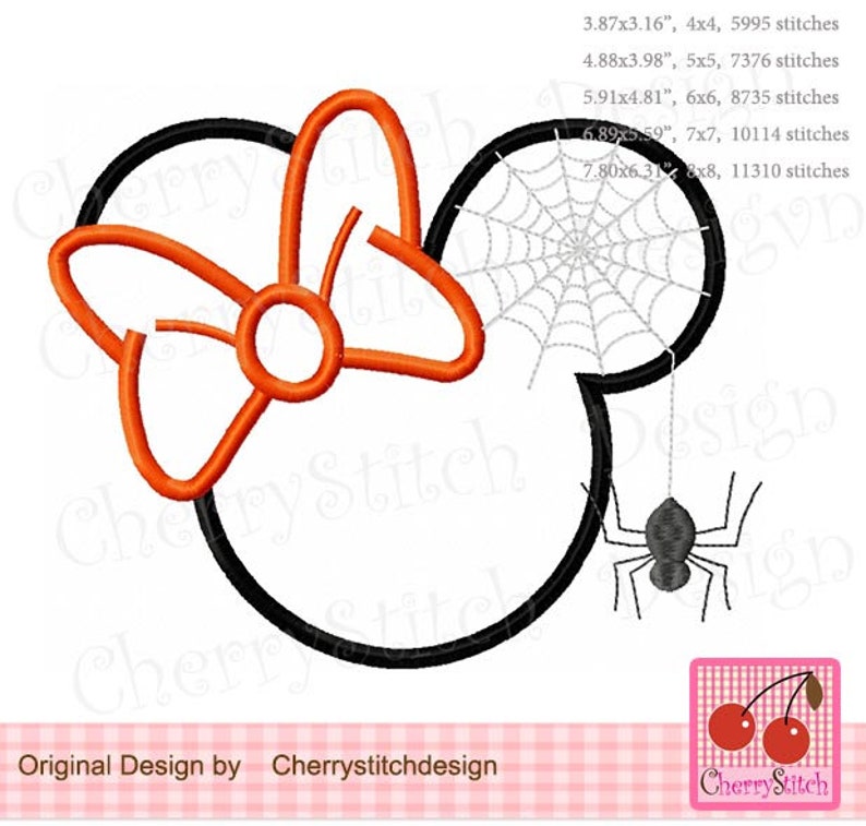 Halloween Minnie Spider Web Minnie Machine Embroidery Applique - Etsy