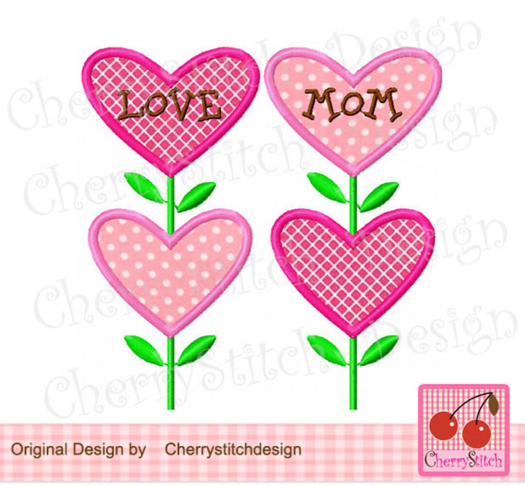 Love MOM, Love MOM for Mother's Day Machine Embroidery Applique - Etsy
