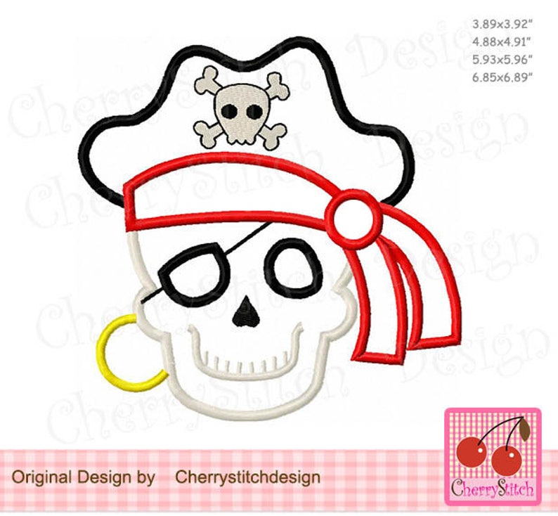 Pirate Skull Machine Embroidery Applique for Boys HL0092 for - Etsy