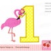 Flamingo Number 1 Birthday Machine Embroidery Design for 4x4 | Etsy