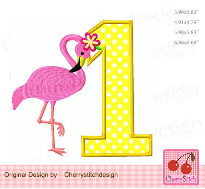 Flamingo Number 1 Birthday Machine Embroidery Design for 4x4 - Etsy