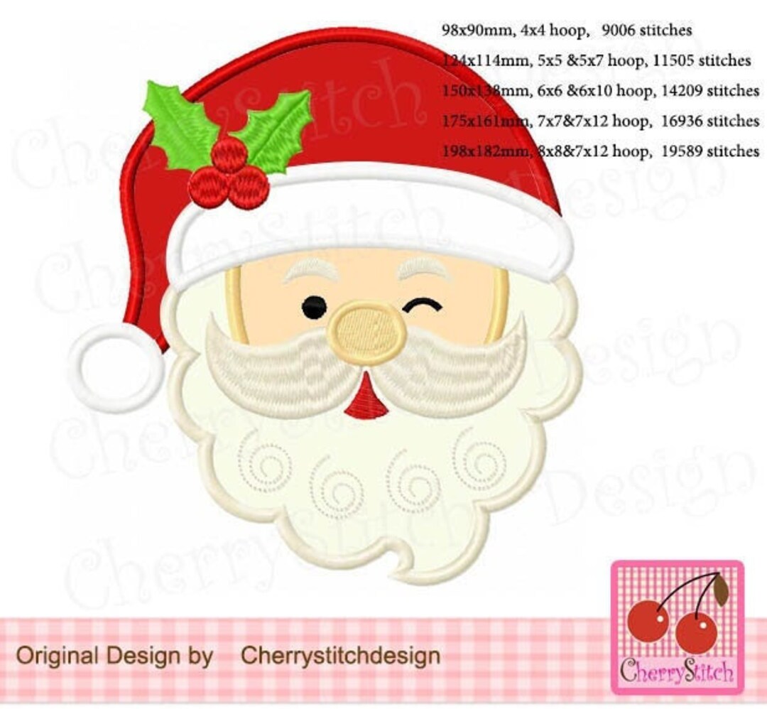 Christmas Santa Claus Christmas Machine Embroidery Applique Design ...