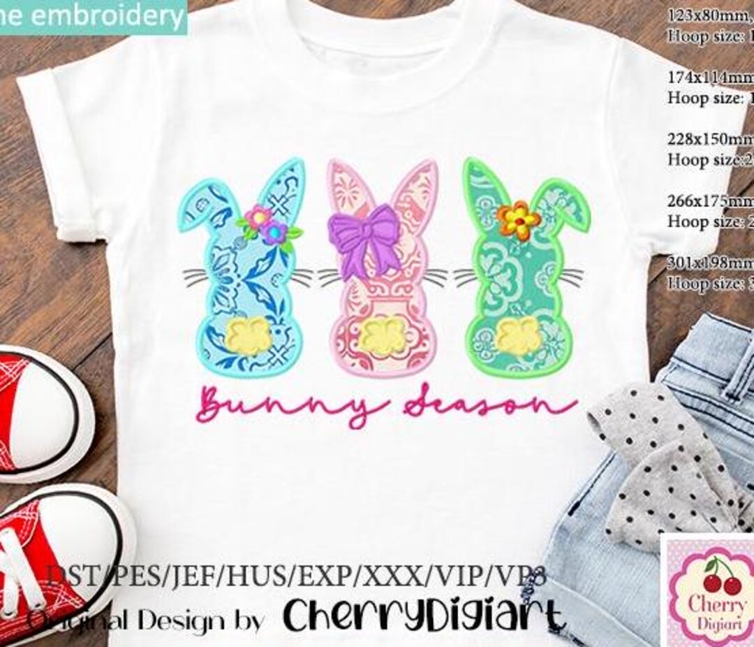 Easter Bunny Trio Bunny Season - Machine Embroidery Applique Patterns ...