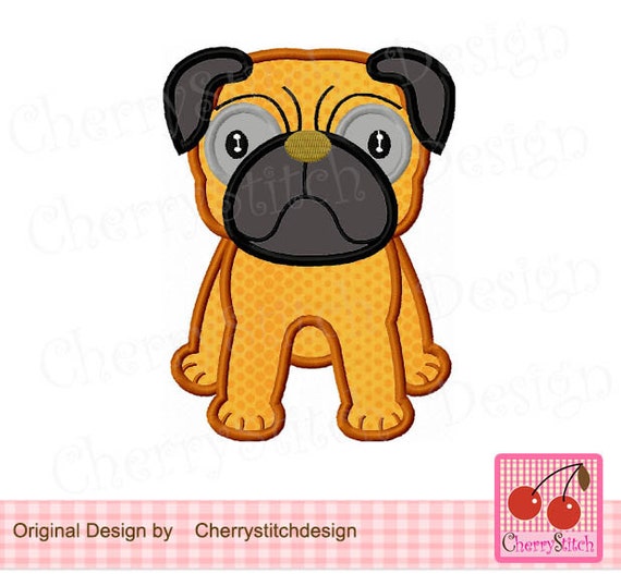 Embroidery Design Pug Dog Machine Embroidery Applique 4x4 | Etsy