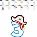 Pirate Number 3 Birthday Machine Embroidery Applique ND83 - Etsy