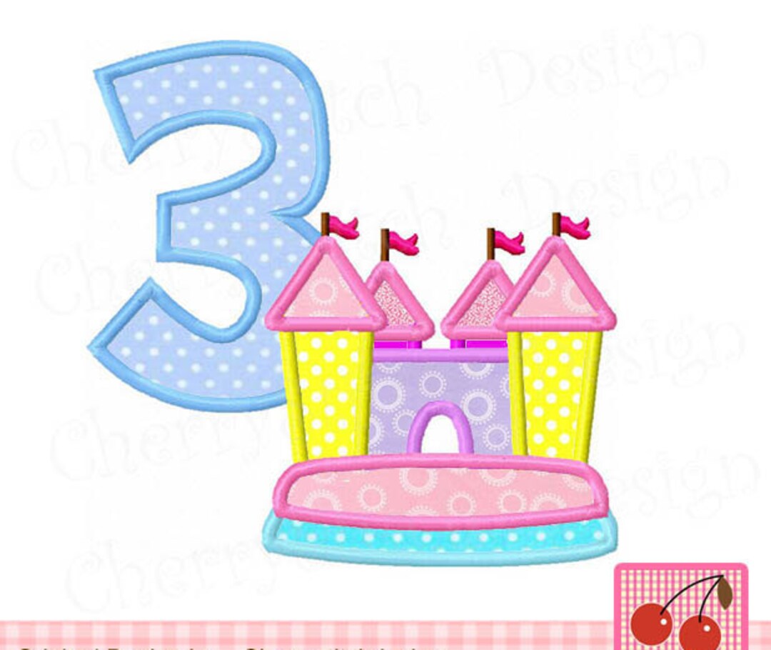 Bounce House Number 3, Bounce House Applique, Birthday Machine ...