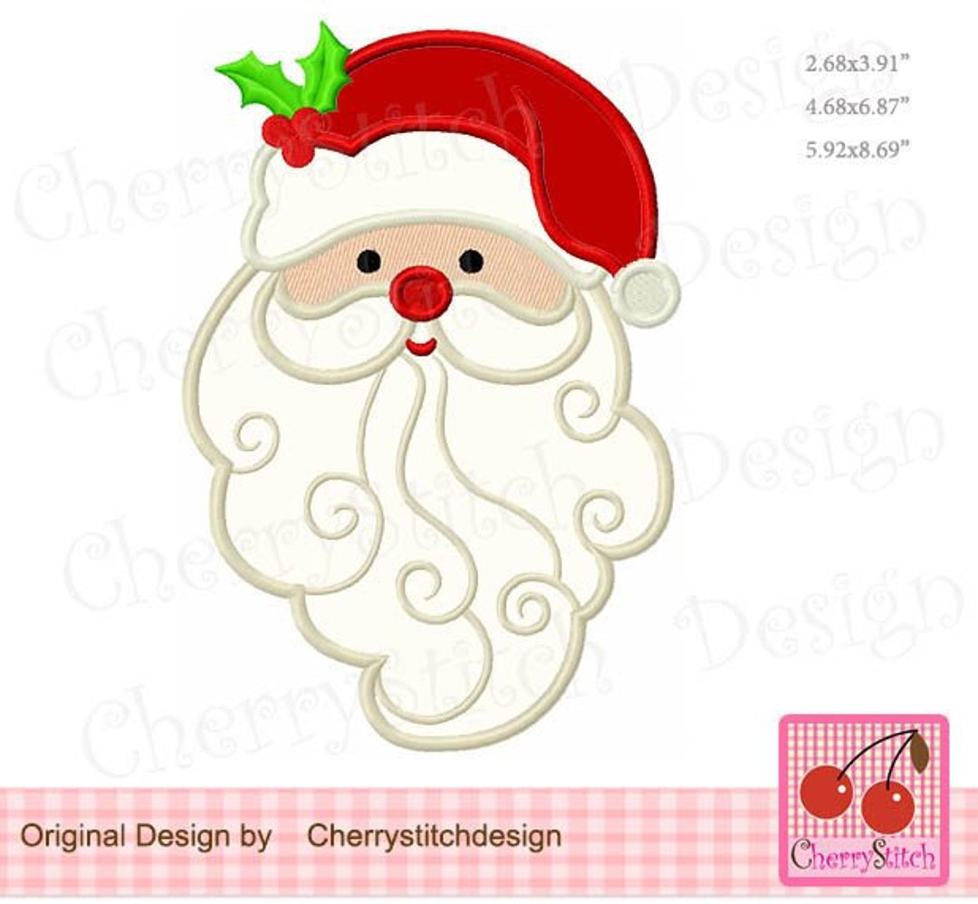 Christmas Santa Claus Face Machine Embroidery Applique Design CH0162 - Etsy