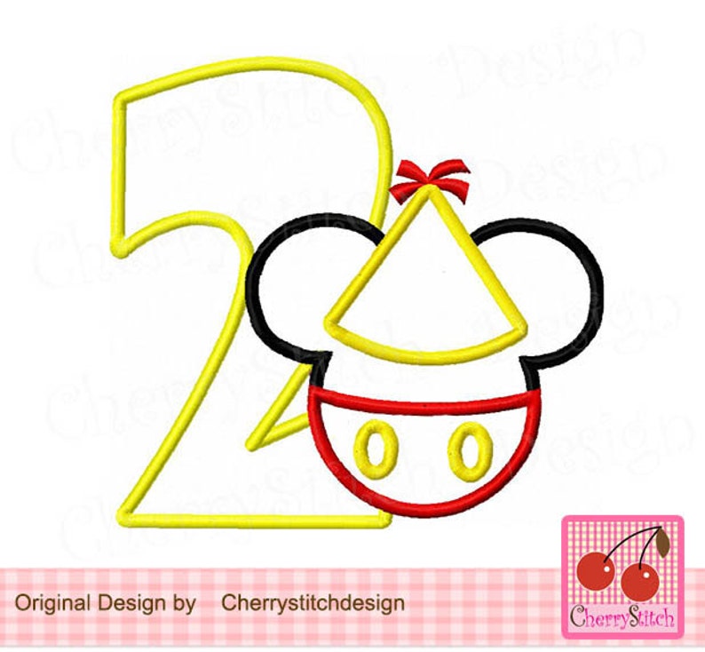 Mickey Number 2 Birthday Embroidery Applique - Etsy
