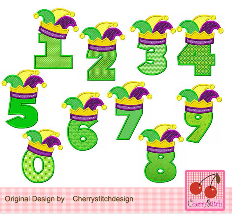 Mardi Gras Numbers 0 through 9 Jester hat Numbers 0-9 My 1st | Etsy