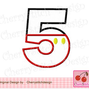 Mickey Number 5 Birthday Machine Embroidery Applique - Etsy
