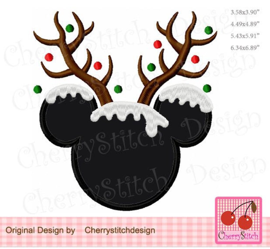 Christmas Reindeer Mouse Head Machine Embroidery Applique | Etsy