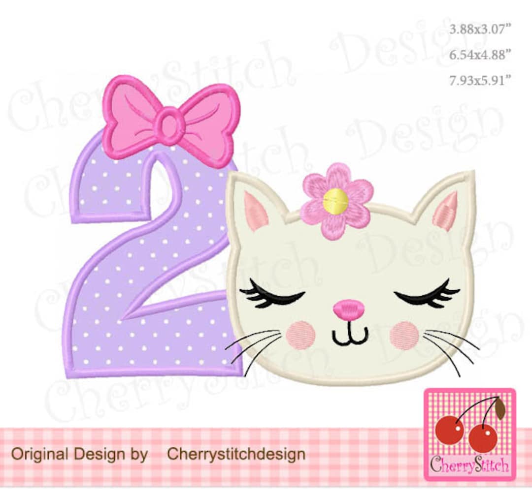 Kitten Number 2 Cat Number 2 Machine Embroidery Design X - Etsy