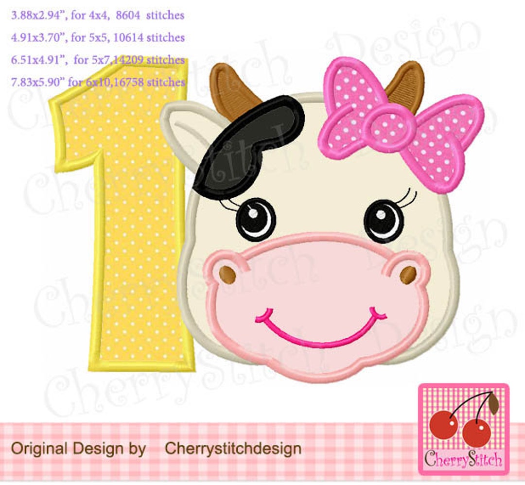 Cow Face Number 1, Baby Cow Farm Animal Machine Embroidery Design - Etsy