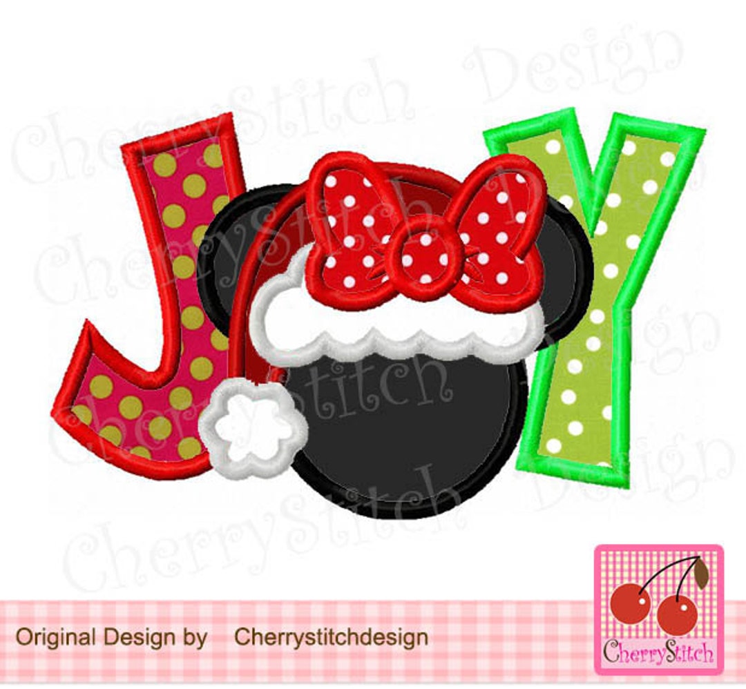 Christmas JOY Minnie Machine Embroidery Applique - Approximate 4x4 5x5 ...
