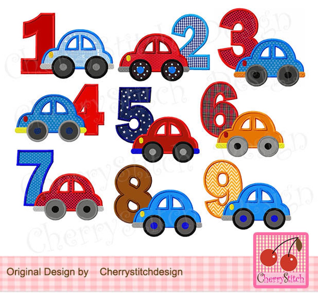 Car Numbers 1-9 Machine Embroidery Applique - Etsy