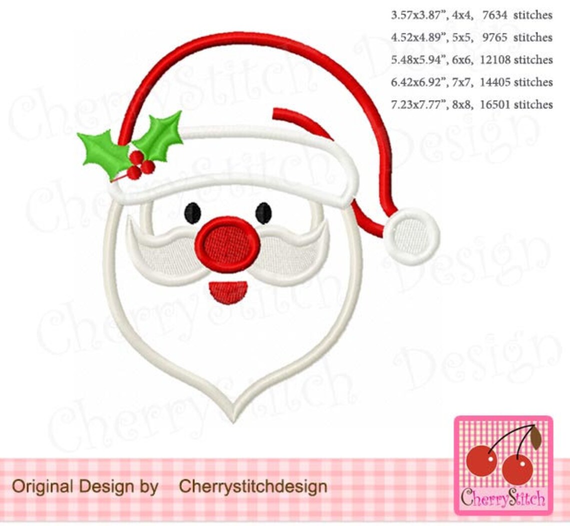 Christmas Santa Claus Face Machine Embroidery Applique CH0222 | Etsy