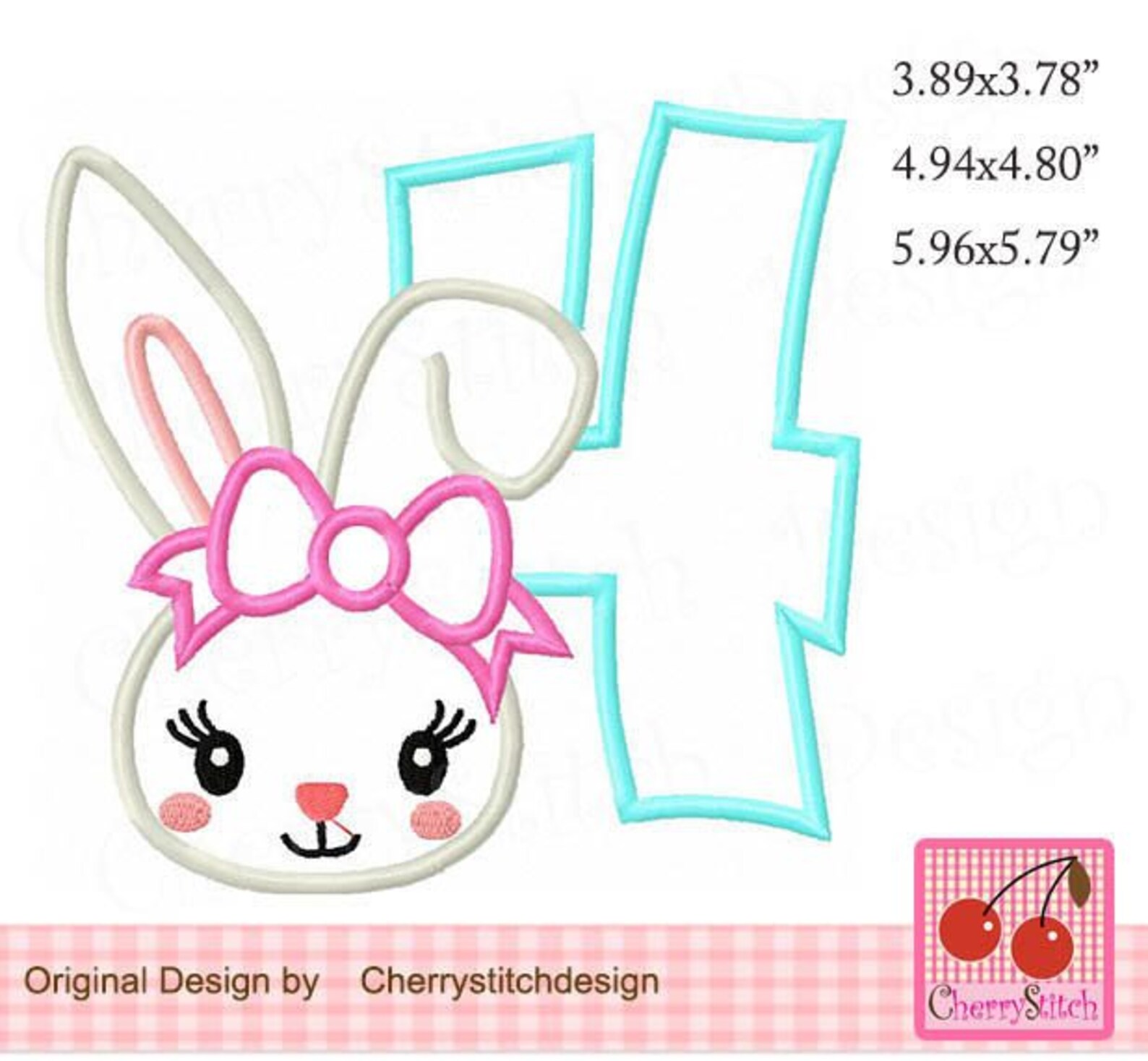 Embroidery Design Bunny Number 4 Easter Machine Embroidery - Etsy