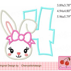 Embroidery Design Bunny Number 4 Easter Machine Embroidery Applique ...