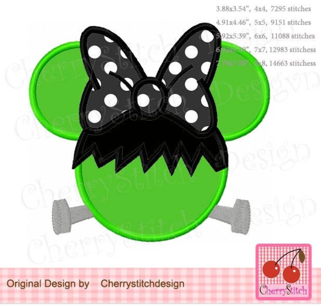 Halloween Frankenstein Minnie Machine Embroidery Applique Design HL0152 ...
