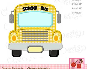 School Bus With Bow Applique Design Machine Embroidery - Etsy
