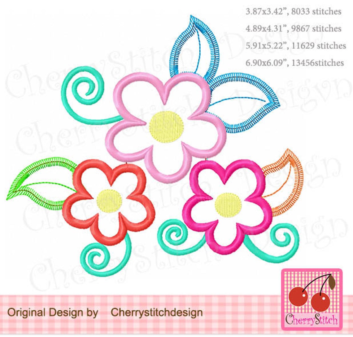 Flowers Machine Embroidery Applique - Etsy