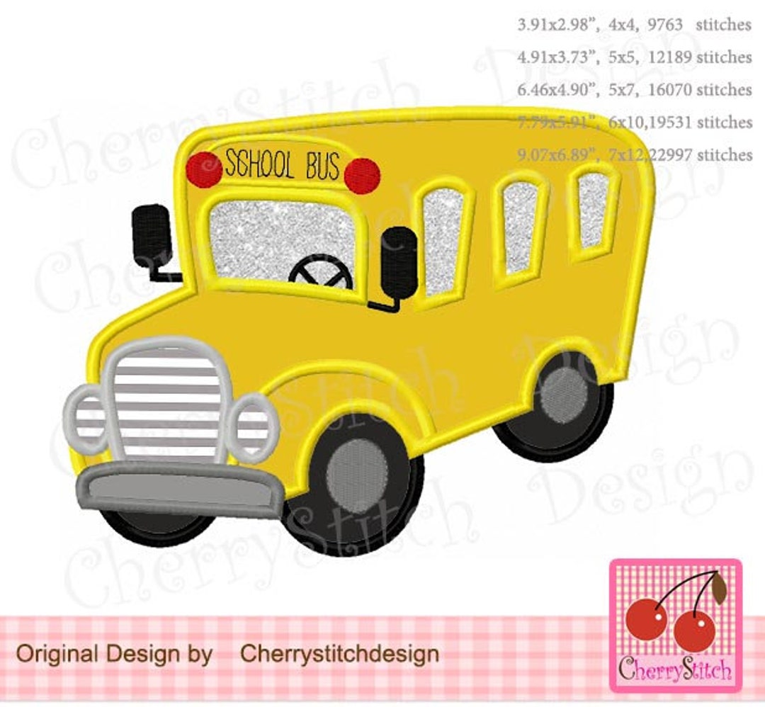 School Bus Applique Back to School Machine Embroidery - Etsy