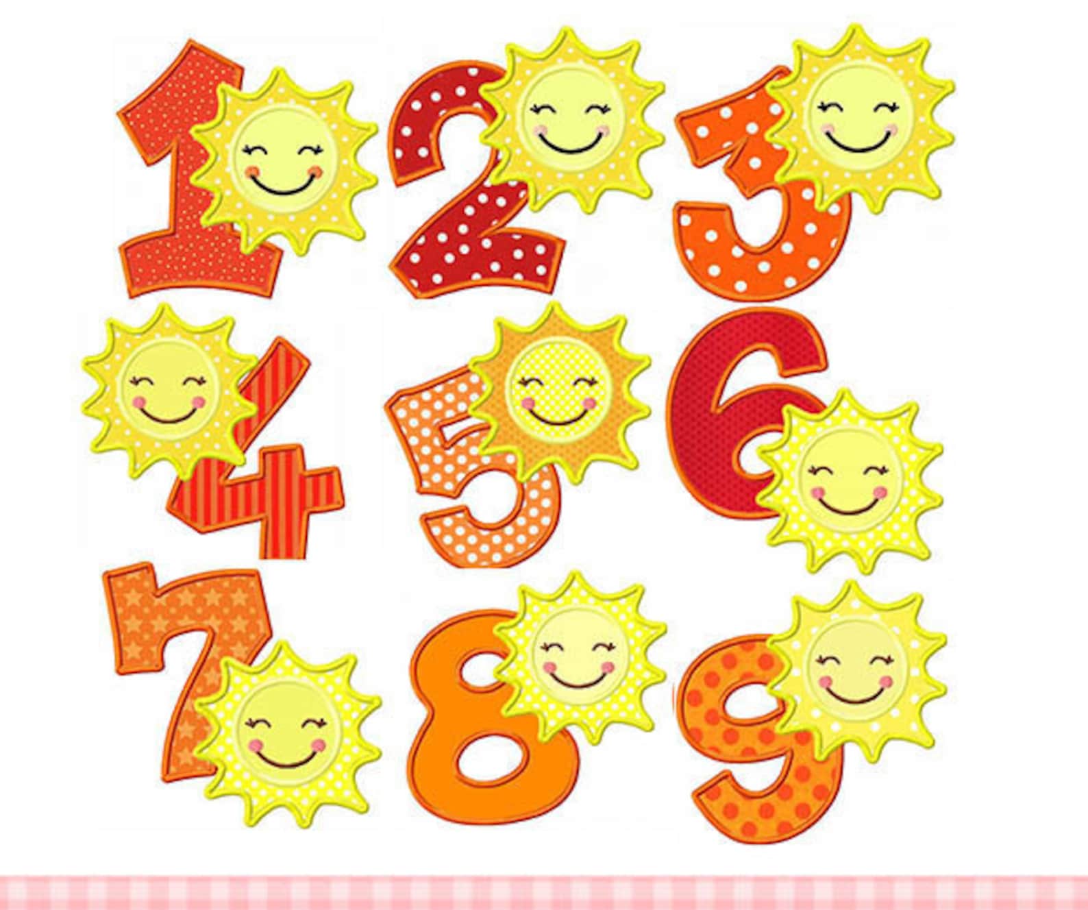 Números de sol 1-9 Números de cumpleaños Diseño de apliques - Etsy México