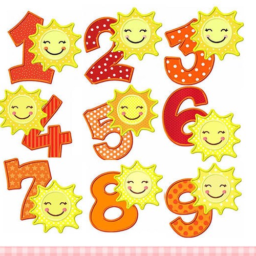 Sunshine Numbers 1-9 Birthday Numbers Embroidery Applique - Etsy